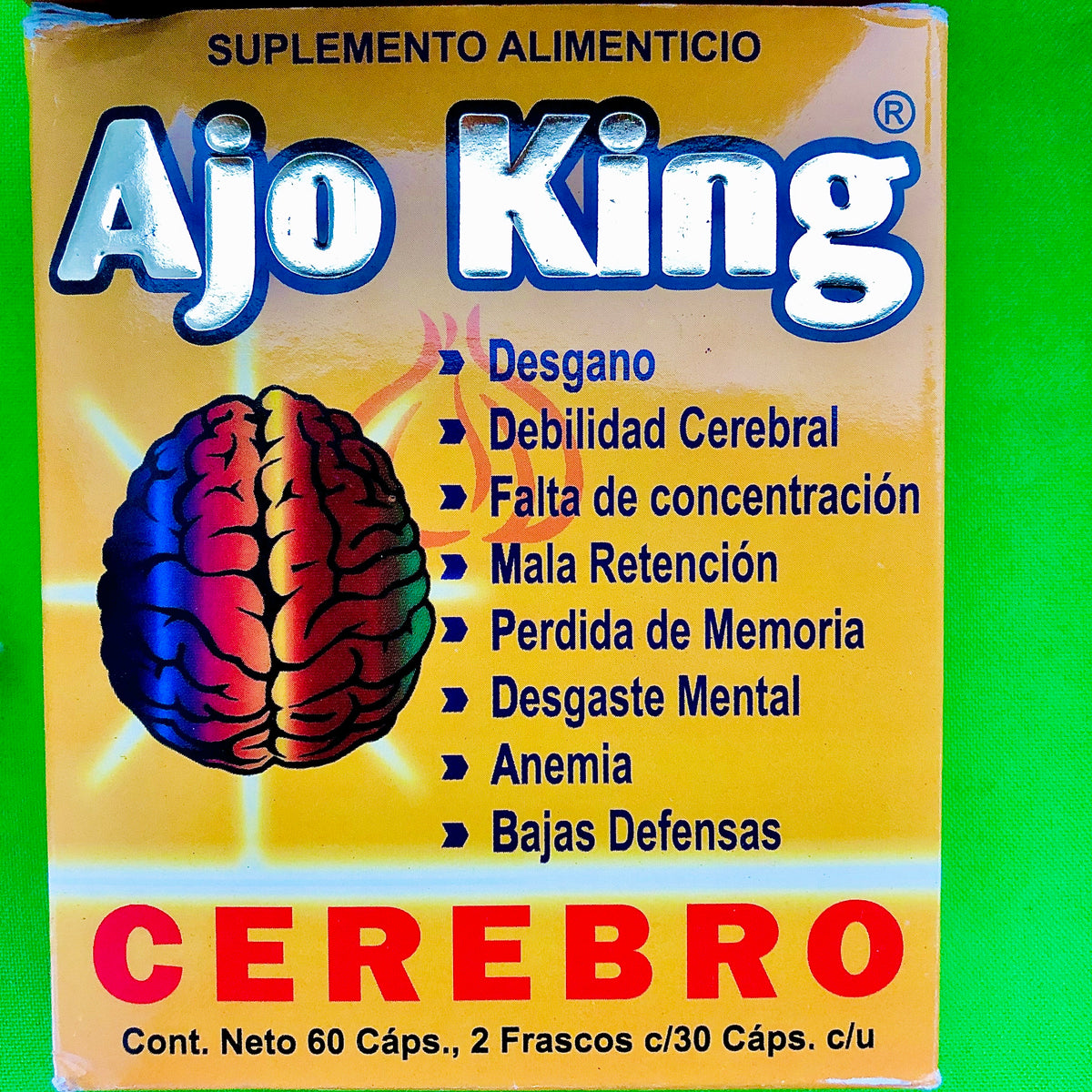 AJO KING CEREBRO 2 Frascos 30 Càps / 60 Càps – Medicinas Naturales ...