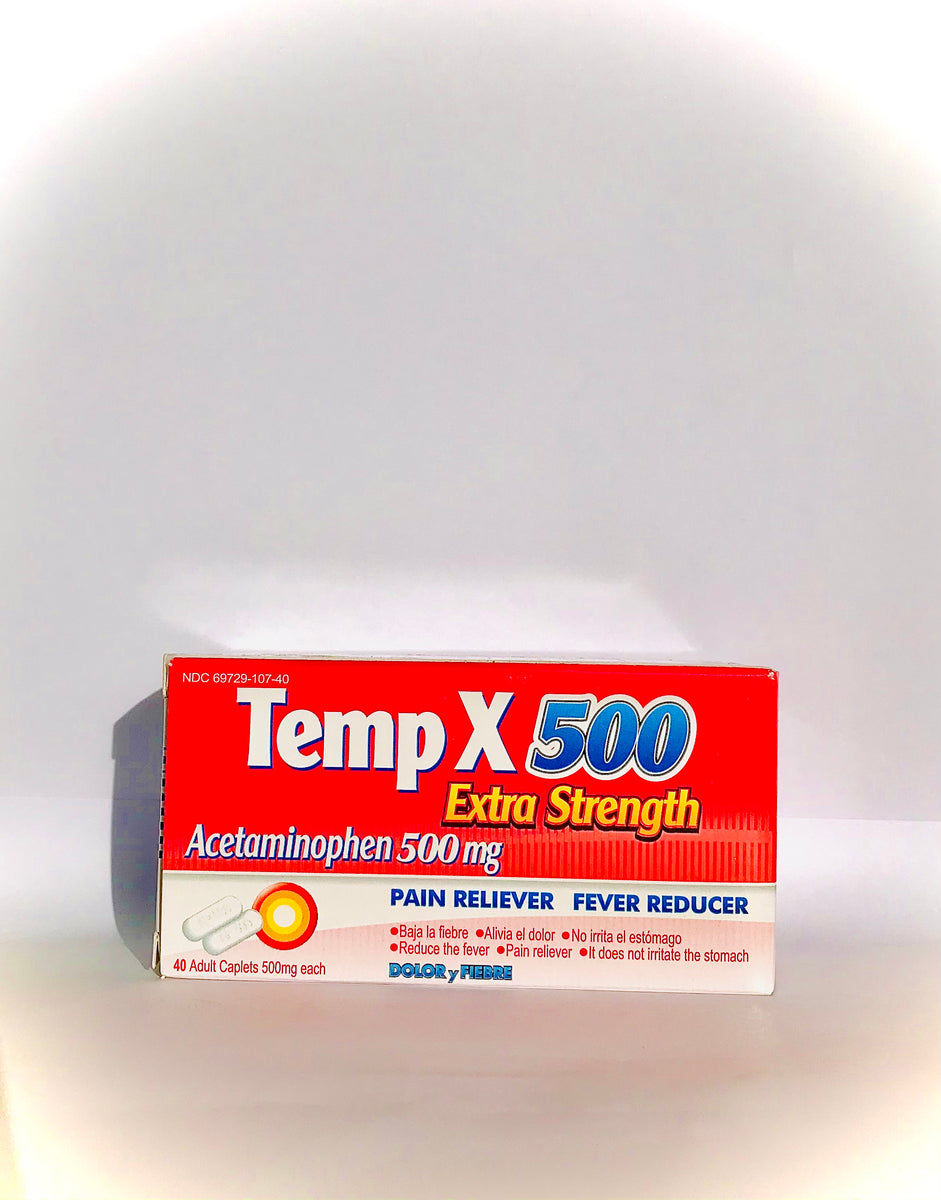 Temp X 500 Acetaminophen 500 mg (40 Caplets) – Medicinas Naturales ...
